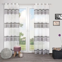Gardine decolife, B:135cm H:245cm, grau, Wirkware, Polyester, Wohnzimmer, Gardinen, "Vilmar", mit schmalen und breiten Streifen