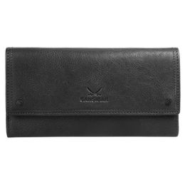 Sansibar Damen Geldb&ouml;rse, schwarz, Leder, Strukturmuster, Kleinlederwaren, echt Leder