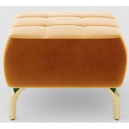 Sit & More Polsterhocker SIT & MORE, B:69cm H:43cm T:69cm, gold, 100% Polyester, Hocker, "Orient 1", goldfarbene Metallf&uuml;&szlig;e