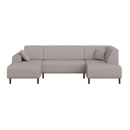 Wohnlandschaft Home Affaire, B:300cm H:81cm T:163cm, beige, 100% Polyester, Sofas, "ARROS U-Form mit Wellenunterfederung, Ma&szlig;e B/T/H: 300/163/81 cm",
