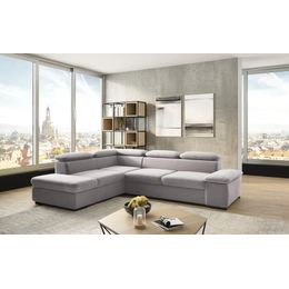 Sit & More Ecksofa SIT & MORE, B:272cm H:73cm T:226cm, silber, 98% Polyester, 2% Polyamid, Wohnzimmer, Sofas, "Alcudia L-Form", mit Armteilverstellung, optional