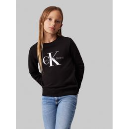 Mädchen Sweatshirt "CK Monogram Terry Cn", schwarz, Gr. 16, Calvin Klein Jeans, unifarben, Sweatware, Obermaterial: 100% Baumwolle, Sweatshirts, für