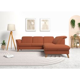 Sit & More Ecksofa SIT & MORE, B:250cm H:91cm T:220cm, orange, 90% Polyester 10%Polyamid, Wohnzimmer, Sofas, "Romero L-Form", wahlweise mit oder ohne