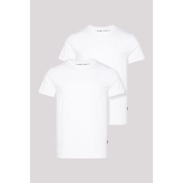 CAMP DAVID Herren T-Shirt, weiß, Gr. L, unifarben, Single Jersey, Obermaterial: 100% Baumwolle, Shirts, im 2er Pack mit Rundhals