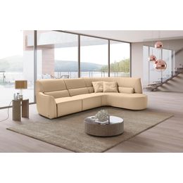 Ecksofa Egoitaliano, B:330cm H:88cm T:205cm, beige, Leder &raquo;BULL&laquo; (echtes Rindsleder). Geschliffenes, pigmentiertes und behandeltes Rindsleder mit