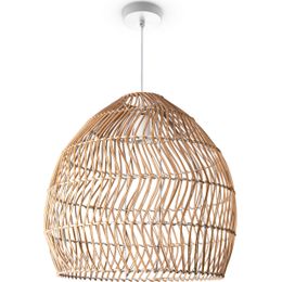 Paco Home Pendelleuchte "ORNA", Ø 40cm H: 41cm, weiß, Esszimmer, Leuchten, Pendellampe Rattan Korb Boho Modern Esszimmerlampe Natur Vintage E27