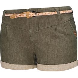 Ragwear Damen Chinoshorts "Heaven A", grün, Gr. 27, 98% Baumwolle, 2% Elasthan, Hosen, kurze Hose mit hochwertigem Flechtgürtel