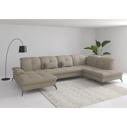 Sit & More Wohnlandschaft SIT & MORE, B:357cm H:90cm T:231cm, beige, 95% Polyester, 5% Polyamid, Sofas, "Amica, U-Form, inkl. Sitztiefenverstellung und