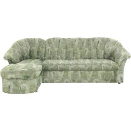 Ecksofa DOMO collection, B:238cm H:82cm T:141cm, grün, 100% Polyester, Wohnzimmer, Sofas, "Pegnitz, elegante Rückensteppung, kompakte Stellmaße