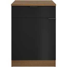 Unterschrank GAMI, B:60cm H:86cm T:60cm, schwarz, Spanplatte, Küche, Schränke, "Eden Küche Unterschrank B.60 1 Tür 1 Schublade", Unterschrank mit