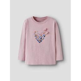name it Mädchen Langarmshirt "NMFNIVA LS TOP", lila, Gr. 122, bedruckt, Jersey, Obermaterial: 95% Baumwolle, 5% Elasthan, Shirts