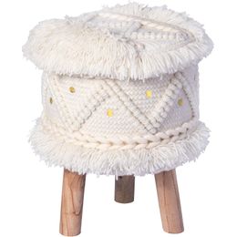Sitzhocker Kayoom, B:38cm H:50cm T:38cm, beige, Sitzbezug: 90% Wolle 10% Baumwolle / Gestell: Barkain, Hocker, "Hocker Bohist 525, charaktergebende