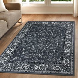 Teppich OTTO HOME, B:160cm H:7mm L:230cm, grau, Polypropylen, Wohnzimmer, Teppiche, "Ezzo, mit Bordüre, Kurzflor, Made in Belgium", Orient-Optik,
