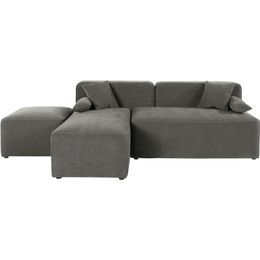 Ecksofa Home Affaire, B:220cm H:76,5cm T:153cm, grau, 100% Polyester, Wohnzimmer, Sofas, "Sundstrup L-Form", Modulserie, individuelle Zusammenstellung