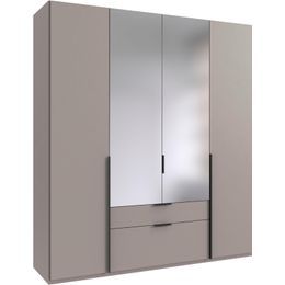 Drehtürenschrank wimex, B:180cm H:208cm T:58cm, schwarz, Holzwerkstoff, Schränke, "Mugano", wahlweise mit oder ohne Spiegel, mit Schubladen