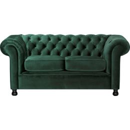 Chesterfield-Sofa Home Affaire, B:152cm H:75cm T:90cm, gr&uuml;n, Luxus-Microfaser Vintageoptik (100% Polyester);Luxus-Microfaser (100%