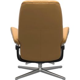 Relaxsessel stressless, B:82cm H:102cm T:72cm, gelb, Wohnzimmer, Sessel, "Consul", mit Hocker, mit Cross Base, Gr&ouml;&szlig;e S, M & L, Holzakzent Schwarz