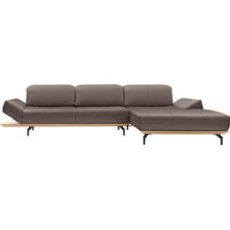Ecksofa, B:313cm H:117cm T:212cm, beige, CREATION BY ROLF BENZ, Flachgewebe DONNA (76% Polyester 24% Polyacryl);Leder OSKAR - echtes Leder,