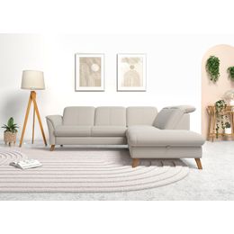 Sit & More Ecksofa SIT & MORE, B:250cm H:91cm T:220cm, beige, 90% Polyester 10%Polyamid, Wohnzimmer, Sofas, "Romero L-Form", wahlweise mit oder ohne