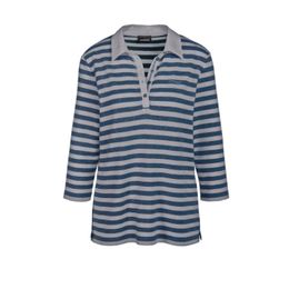 GOLDNER Damen Poloshirt "Hochwertiges Langarmshirt mit Polokragen", blau, Gr. 42, Obermaterial: 65% Polyester PES. 30% Viskose CV. 5% Elasthan EL.,