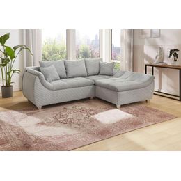 Jockenh&ouml;fer Ecksofa, B:250cm H:92cm T:179cm, grau, JOCKENH&Ouml;FER GRUPPE, Cord: 100% Polyester, Wohnzimmer, Sofas, "Genua L-Form, B: 250 cm", mit 2 Zierkissen