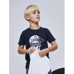 name it Jungen T-Shirt "NKMLORNE – Shirt mit stylischem Print und Baumwolle", blau, Gr. 116, bedruckt, Jersey, Obermaterial: 100% Baumwolle, Shirts,