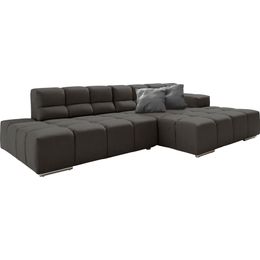 Ecksofa DESIGNWERK, B:286cm T:169cm, schwarz, 100% Polyester, Wohnzimmer, Sofas, "Temple, Designsofa trifft hohen Sitzkomfort, L-Form", mit