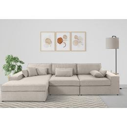 Ecksofa OTTO HOME, B:360cm H:75cm, beige, Baumwollmix (60% Baumwolle/40% Leinen);Struktur fein (100% Polyester);Samtoptik (100%