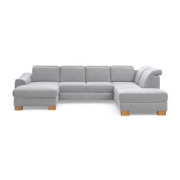 Wohnlandschaft Home Affaire, B:338cm H:86cm T:219cm, grau, Flachgewebe (100% Polyester), Sofas, "Dundee U-Form", wahlweise mit Kopfteilverstellung