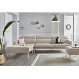Ecksofa OTTO HOME, B:302cm H:86cm T:178cm, beige, Samtoptik (100% Polyester);Luxus-Microfaser weich (100% Polyester);Struktur (100%