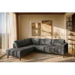Ecksofa Home Affaire, B:260cm H:83cm T:200cm, schwarz, 90% PES; 10% NY, Wohnzimmer, Sofas, "Fumone, Lederoptik oder Soft-Touch Chenille", Breite 260,