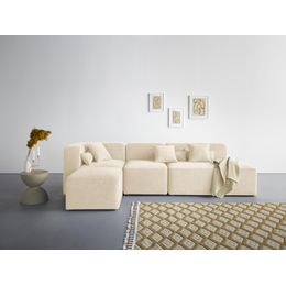 Ecksofa Home Affaire, B:303cm H:76,5cm T:93cm, beige, 100% Polyester, Wohnzimmer, Sofas, "Sundstrup L-Form", Modulserie, individuelle Zusammenstellung