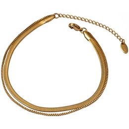 Firetti Damen Armband "Schmuck Geschenk Edelstahl Armkette, auch als Fu&szlig;kette tragbar", 25cm, Edelstahl, gold, Edelstahl, Armb&auml;nder, Made in Germany