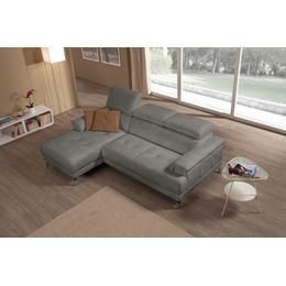 Ecksofa Egoitaliano, B:250cm H:99cm T:166cm, grau, Luxus-Micofaser Lederoptik (100% Polyester) ist ein neues technisches Gewebe mit einem visuellen