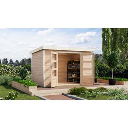 Gartenhaus Karibu, beige, Massivholz, Stahl, Gartenh&auml;user, "Jupiter 4 A", in verschiedenen Farben