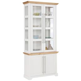 Vitrine Home Affaire, B:94cm H:210cm T:39cm, gelb, Massivholz, Wohnzimmer, Schränke, "Meliss", aus massiver Kiefer, FSC zertifiziert, Breite 94 cm