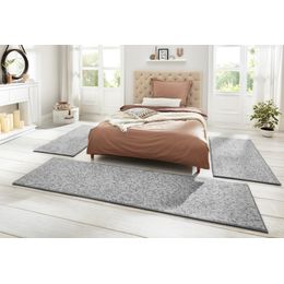 Bettumrandung Hanse Home, H:12mm, grau, Obermaterial: 100% Polypropylen, Schlafzimmer, Bettumrandungen, "Wolly 2", Bettvorleger, 3-teiliger L&auml;ufer