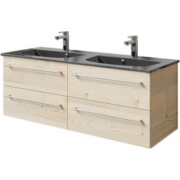 Waschtisch SAPHIR, B:132cm H:49,9cm T:48cm, braun, Badezimmer, Waschtische, "Serie 6025 Mineralmarmor-Waschtisch mit Unterschrank, 132 cm breit",