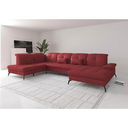 Sit & More Wohnlandschaft SIT & MORE, B:357cm H:90cm T:231cm, rot, Sofas, "Amica, U-Form, inkl. Sitztiefenverstellung und Armteilverstellung", wahlweise mit