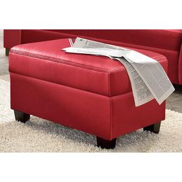 Hocker DOMO collection, B:70cm H:42cm T:55cm, rot, Mosel Struktur (100% Polyester);Kunstleder SOFTLUX;Microfaser-PRIMABELLE (100%