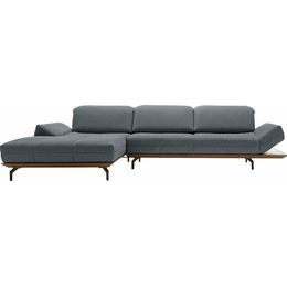 Ecksofa, B:293cm H:117cm T:212cm, blau, CREATION BY ROLF BENZ, Flachgewebe DONNA (76% Polyester 24% Polyacryl);Leder OSKAR - echtes Leder,