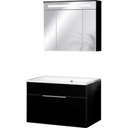Waschtisch Fackelmann, B:80cm T:50cm, schwarz, Badezimmer, Waschtische, "Waschplatz-Set KARA", 3-teilig