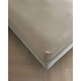 Spannbettlaken Kayori, B:180cm L:200cm, beige, Mako-Satin, Obermaterial: 100% Baumwolle, Bettlaken, "Emma", 100% Baumwollsatin