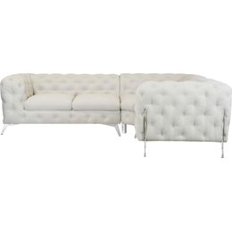 Chesterfield-Sofa Home Affaire, B:264cm H:75cm T:204cm, beige, Struktur (100% Polyester);Samtoptik (100% Polyester), Sofas, "Amaury L-Form", moderne