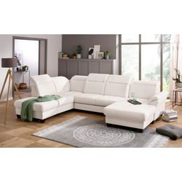 Wohnlandschaft Home Affaire, B:342cm H:104cm T:235cm, braun, Struktur (100% Polyester);Luxus-Microfaser Lederoptik (100% Polyester);Luxus-Microfaser
