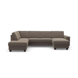 Wohnlandschaft Home Affaire, B:309cm H:81cm T:213cm, beige, Luxus-Microfaser (100% Polyester);Struktur fein (100% Polyester);Luxus-Microfaser weich
