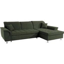 Ecksofa DOMO collection, B:279cm H:81cm T:162cm, gr&uuml;n, Wohnzimmer, Sofas, "Franzi, zeitlos und elegant, moderne Sitzheftung, L-Form", wahlweise mit