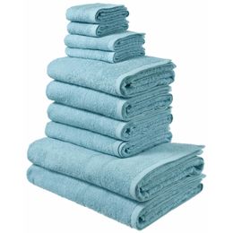 Handtuch Set my home, blau, Obermaterial: 100% Baumwolle, Handtuch-Sets, "Inga, Duscht&uuml;cher, Handt&uuml;cher, G&auml;stet&uuml;cher, Seift&uuml;cher", Handt&uuml;cher mit