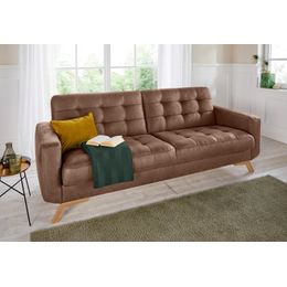3-Sitzer, B:222cm H:87cm T:89cm, braun, exxpo - SOFA FASHION, Vintage (100% Polyester);Webvelours (100% Polyester), Sofas, "Fiord, aktuelles Design,