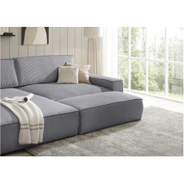 Hocker Home Affaire, B:130cm H:44cm T:60cm, grau, 100% Polyester, Wohnzimmer, Hocker, "NEU: SHERWOOD XXL, Polsterhocker, Cord, Webstoff", rechteckig,
